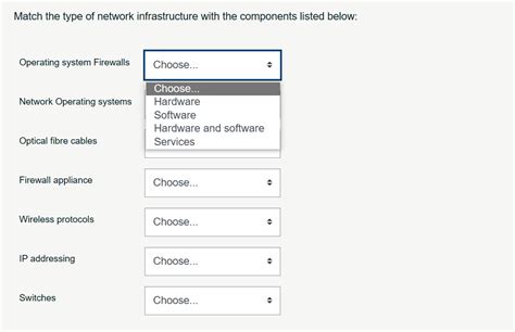 Solved Match The Type Of Network Infrastructure With The Chegg Com