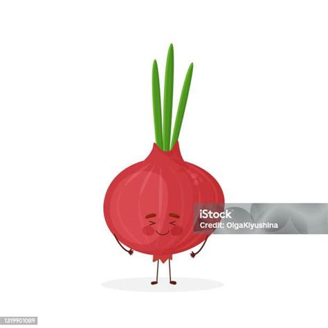 귀여운 재미 신선한 양파 야채 캐릭터 벡터 핸드 그린 만화 가와이 캐릭터 일러스트 아이콘 흰색 배경에 격리 양파 유기농 야채