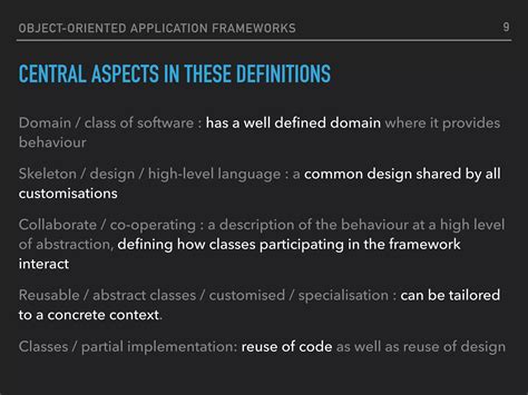 object oriented application frameworks ppt