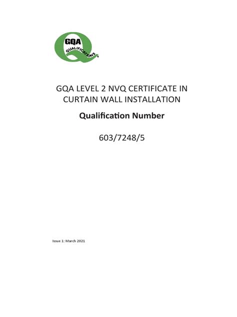 Gqa Level 2 Nvq Certificate In Curtain Wall Installation Pdf Learning Personal Protective