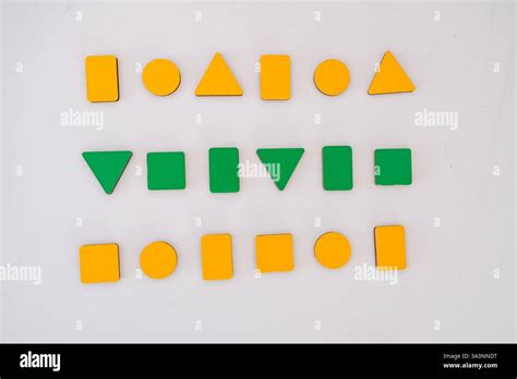 Colorful Wooden Geometric Shapes Circle Square Triangle And Rectangle