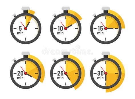 From 5 Minutes To 30 Minutes On Stopwatch Icon In Flat Style Clock Face Timer Vector