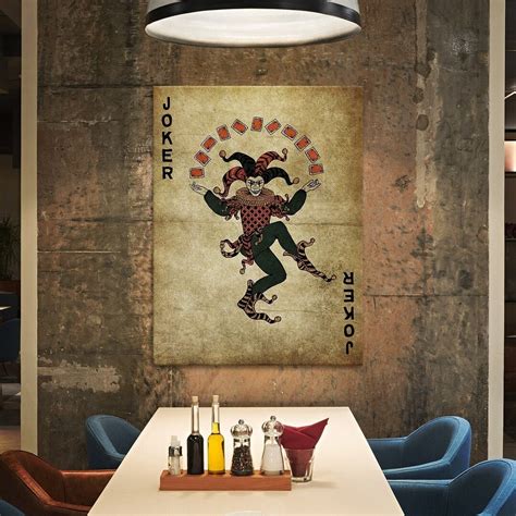 Joker Card Vintage Canvas Wall Art Decor Etsy