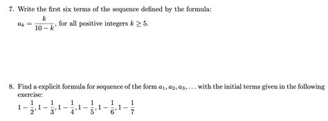 7 write the first six terms of the sequence defined