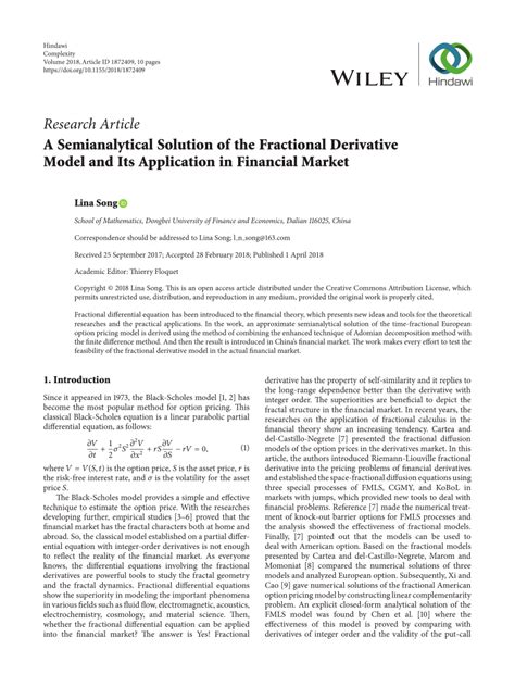 Pdf A Semianalytical Solution Of The Fractional Derivative Model And