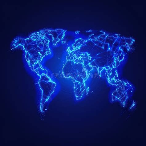 Glowing World Map Digital Network Global Connections And Technology