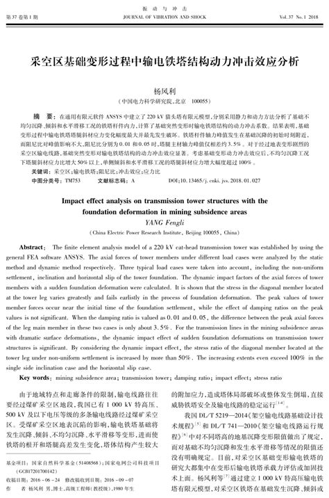 Pdf Impact Effect Analysis On Transmission Tower Structures With The