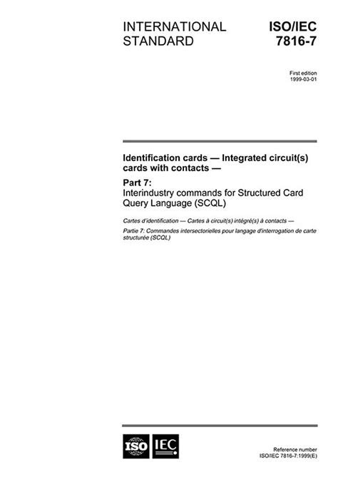 Iso Iec 7816 7 1999 Iec Standards Vde Publishing House