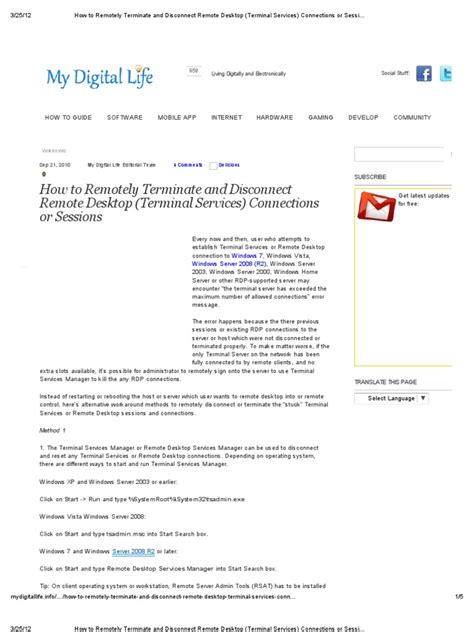 How To Remotely Terminate And Disconnect Remote Desktop Pdf Remote
