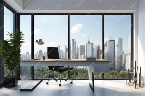 Premium Photo Office With A Panoramic City View A Bright Modern Workspace