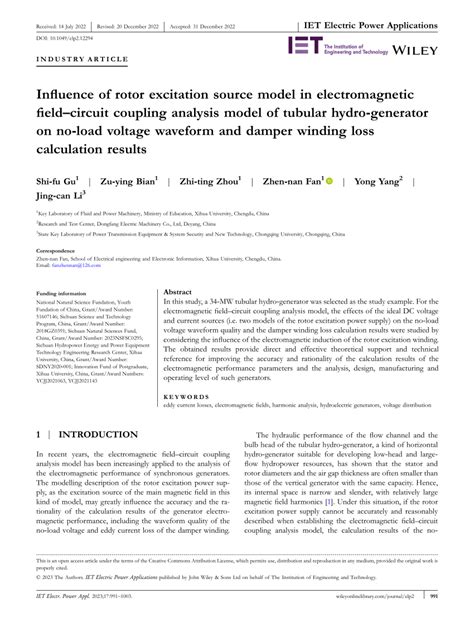 Pdf Influence Of Rotor Excitation Source Model In Electromagnetic Field Circuit Coupling