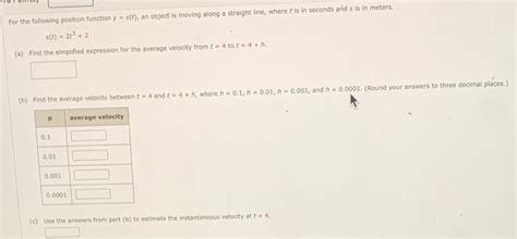 solved for the following position function y s t an object
