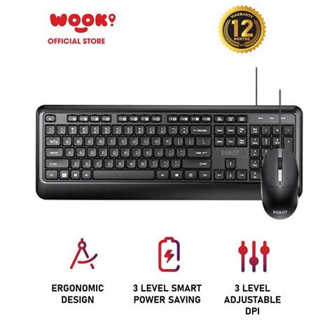 Robot Km2600 Keyboard And Mouse Combo Set For Computer Laptop Office