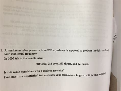 Solved A Random Number Generator In An ESP Experiment Is Chegg