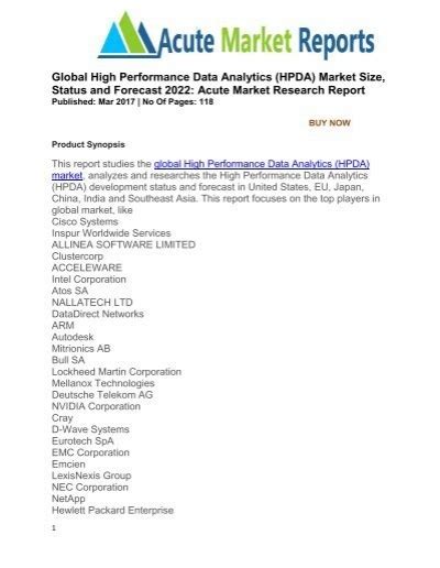 Global High Performance Data Analytics Hpda Market
