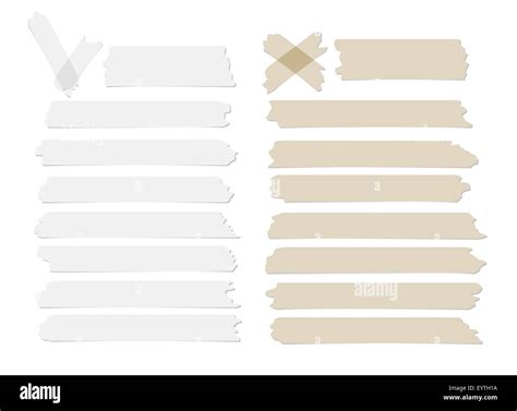 Set Of Accept Or Yes Cross And Different Size Adhesive Tape Pieces On White Background Stock
