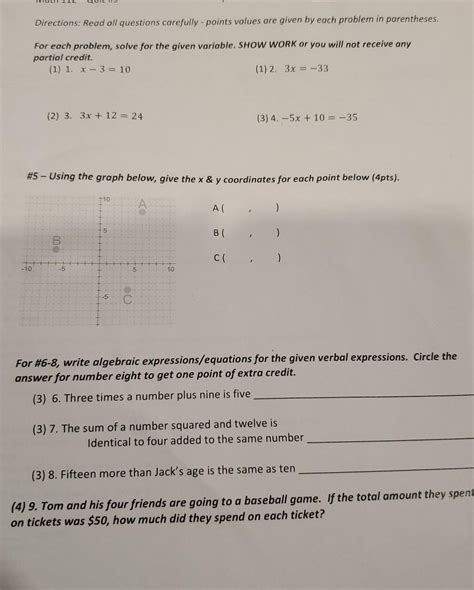 solved directions read all questions carefully points