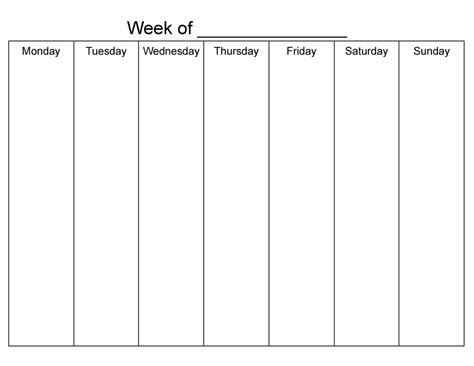 Blank Calendar Template Monday Start Plan Your Week With Ease