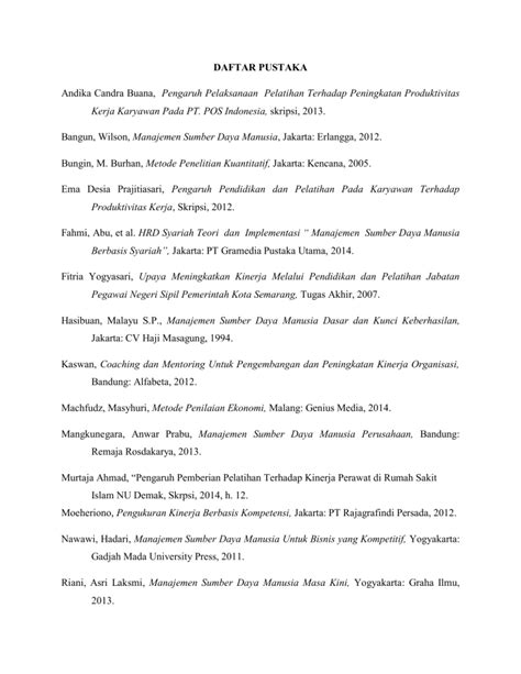 Daftar Pustaka Andika Candra Buana Pengaruh Pelaksanaan