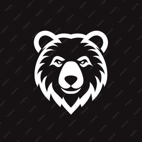 Premium Vector Bear Head Hand Drawn Black And White Logo Simple Design