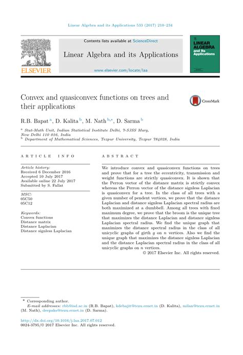 pdf convex and quasiconvex functions on trees and their applications
