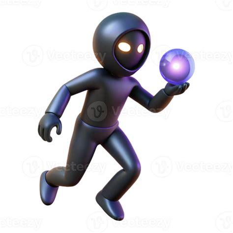 Magnificent Classic 3d Render Dark Character Holding Glowing Orb
