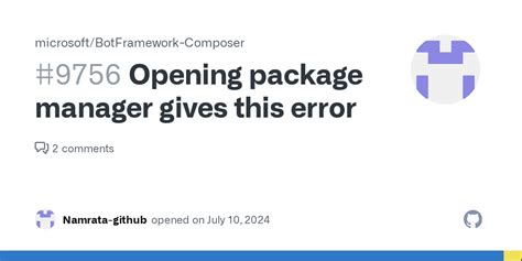 Opening Package Manager Gives This Error · Issue 9756 · Microsoft