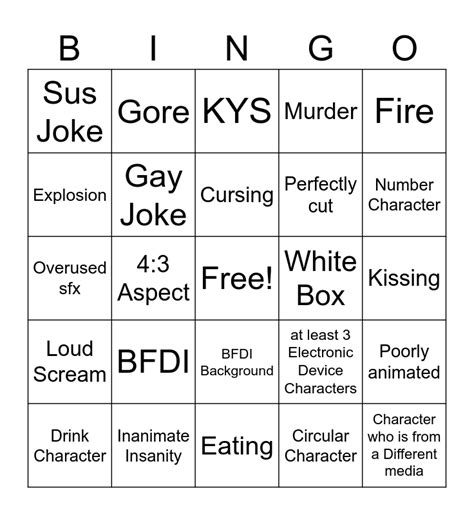 Object Show Bingo Card