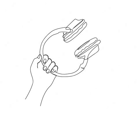 Premium Vector Continuous One Line Drawing Of Hand Holding Headphone H