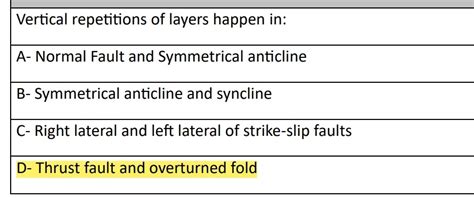 Vertical Repetitions Of Layers Happen In A Normal Fault And