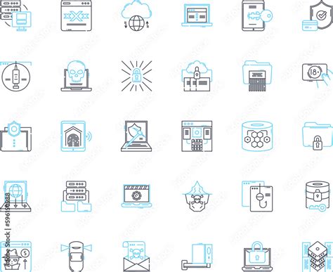 nerk protection linear icons set security firewall encryption