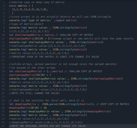 Shallow Copy Vs Deep Copy Of Matrix In Js Unlike Arrays The Spread
