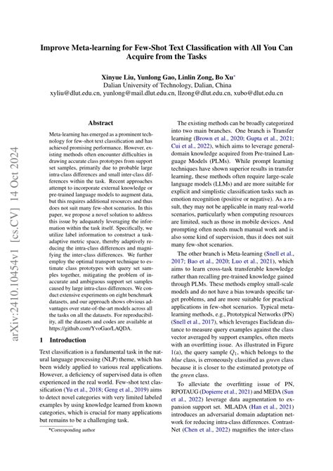 Pdf Improve Meta Learning For Few Shot Text Classification With All You Can Acquire From The Tasks