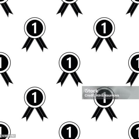 메달이 있는 이음매 없는 패턴 보상 1등 상 질감 벽지 템플릿 단색 배너 인쇄 가능한 반복 패턴 1위에 대한 스톡 벡터 아트 및 기타 이미지 Istock