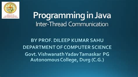 Programming In Java Inter Thread Communication By Prof Dileep Kumar