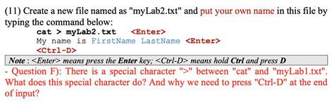 solved 11 create a new file named as mylab2 txt and put