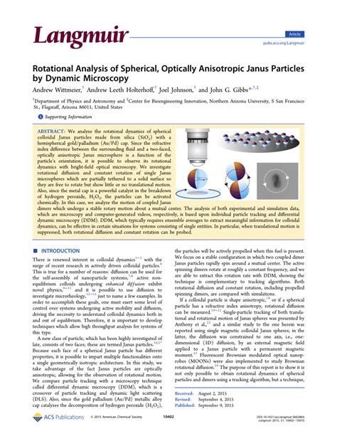 Pdf Rotational Analysis Of Spherical Optically Anisotropic Janus