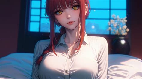 K Hd Wallpaper Makima From Chainsaw Man In Bed