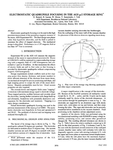 Pdf Electrostatic Quadrupole Focusing In The Ags G 2 Storage Ring