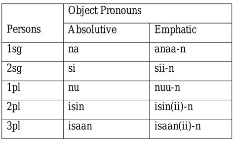 Pronouns In Object Forms Are Marked By The Morpheme N Which