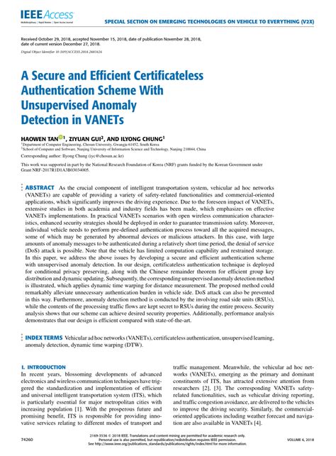 Pdf A Secure And Efficient Certificateless Authentication Scheme With Unsupervised Anomaly
