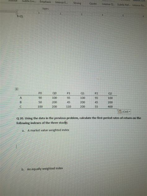 Solved Using The Data In The Previous Problem Calculate The