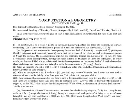 Ams 345 Cse 355 Fall 2017 Joe Mitchell