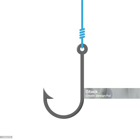 밝은 배경에 낚싯바늘 낚시 기호입니다 함정 미끼 물고기 낚시꾼 낚시꾼 표지판 사기 개념입니다 그림자가 있는 평면 디자인 벡터 그림입니다 낚시바늘에 대한 스톡 벡터 아트 및