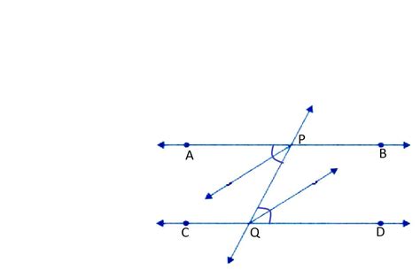 lines ab and cd are intersected by the transversal pq such that the