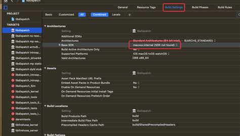 Xcode Error Unable To Find Sdk Ternal In Target Libdispatch Stack Overflow