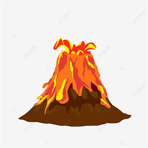 Vulcão Clipart Vulcão Desenho Animado Em Erupção Lava Lava Fluindo Png