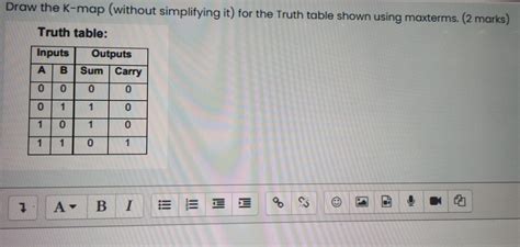 Solved Draw The K Map Without Simplifying It For The Truth Chegg