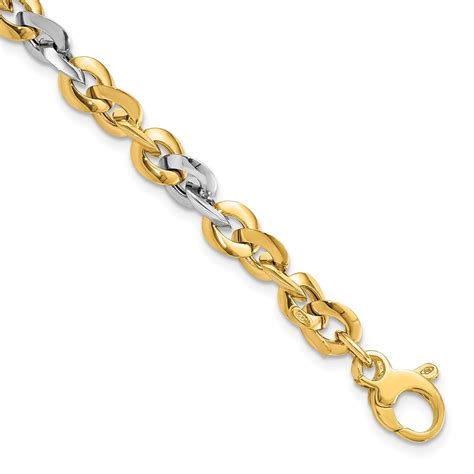 14k Two Tone 6mm Polished Bracelet 75