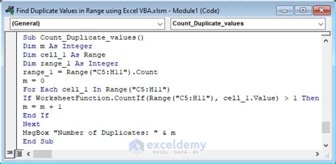 Excel VBA To Find Duplicate Values In Range Examples ExcelDemy